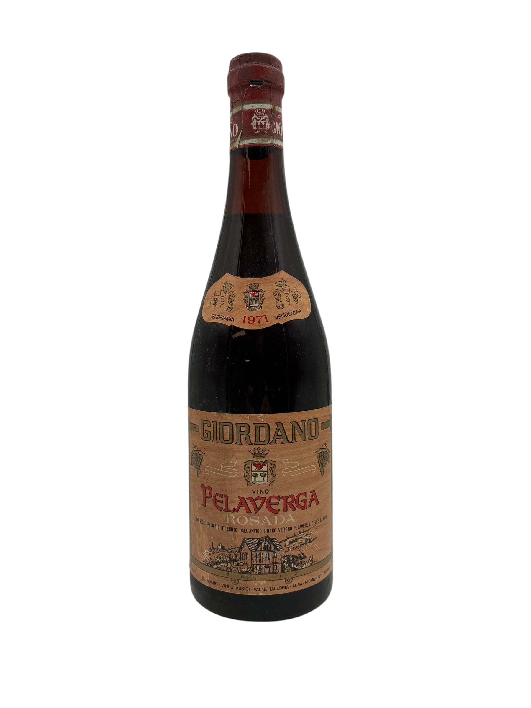 Pelaverga Giordano 1971 Italian red wine – Bottles With History